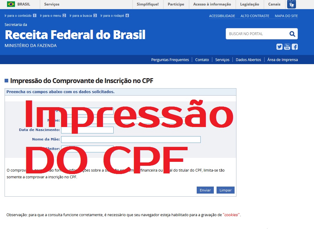 COMO IMPRIMIR SEGUNDA VIA DO CPF ONLINE PELA INTERNET