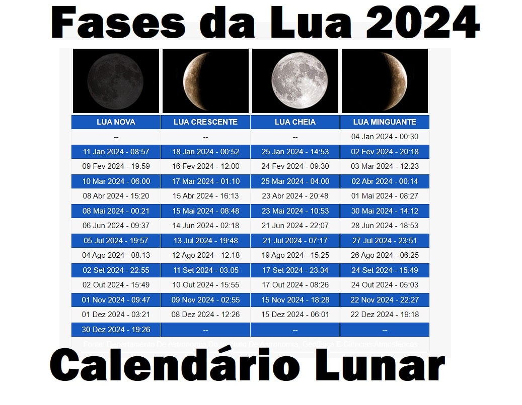 CALENDÁRIO 2024 COM FERIADOS E CALENDÁRIO LUNAR 2024 (PARA IMPRIMIR)